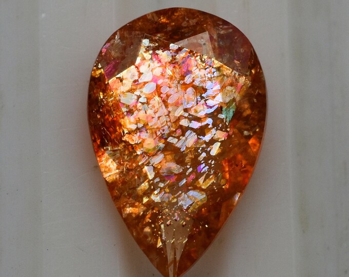 CONFETTI SUNSTONE Multi Flake Sparkling 7X11 MM Filled With Rainbow ...