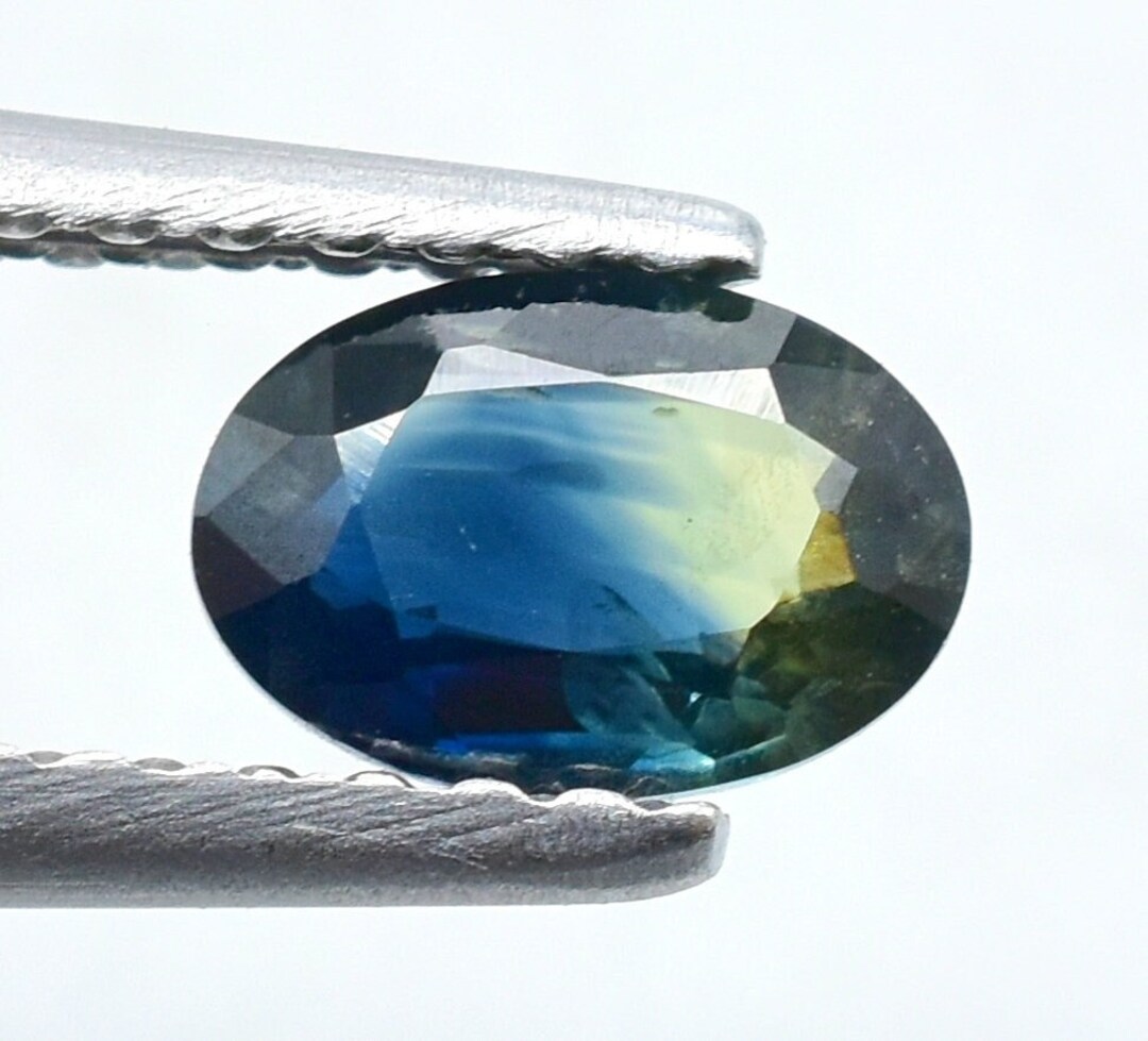 Beautiful Bi-color Parti Sapphire Oval Shape Exquisite Sparkling Fusion of Ocean Blue & Green ...