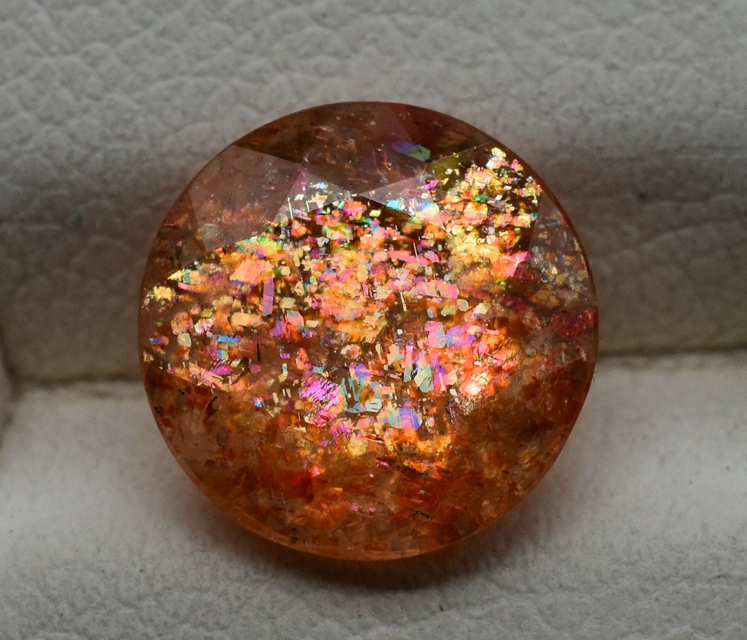 Amazing Natural Multi Flakes Sunstone 9X9 MM 2.15 Carats Filled With ...