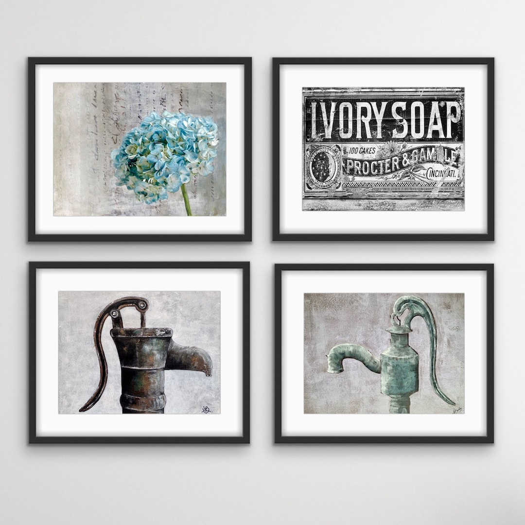 Farmhouse Bathroom Wall Decor, Modern Farmhouse,rustic Bathroom Art ...