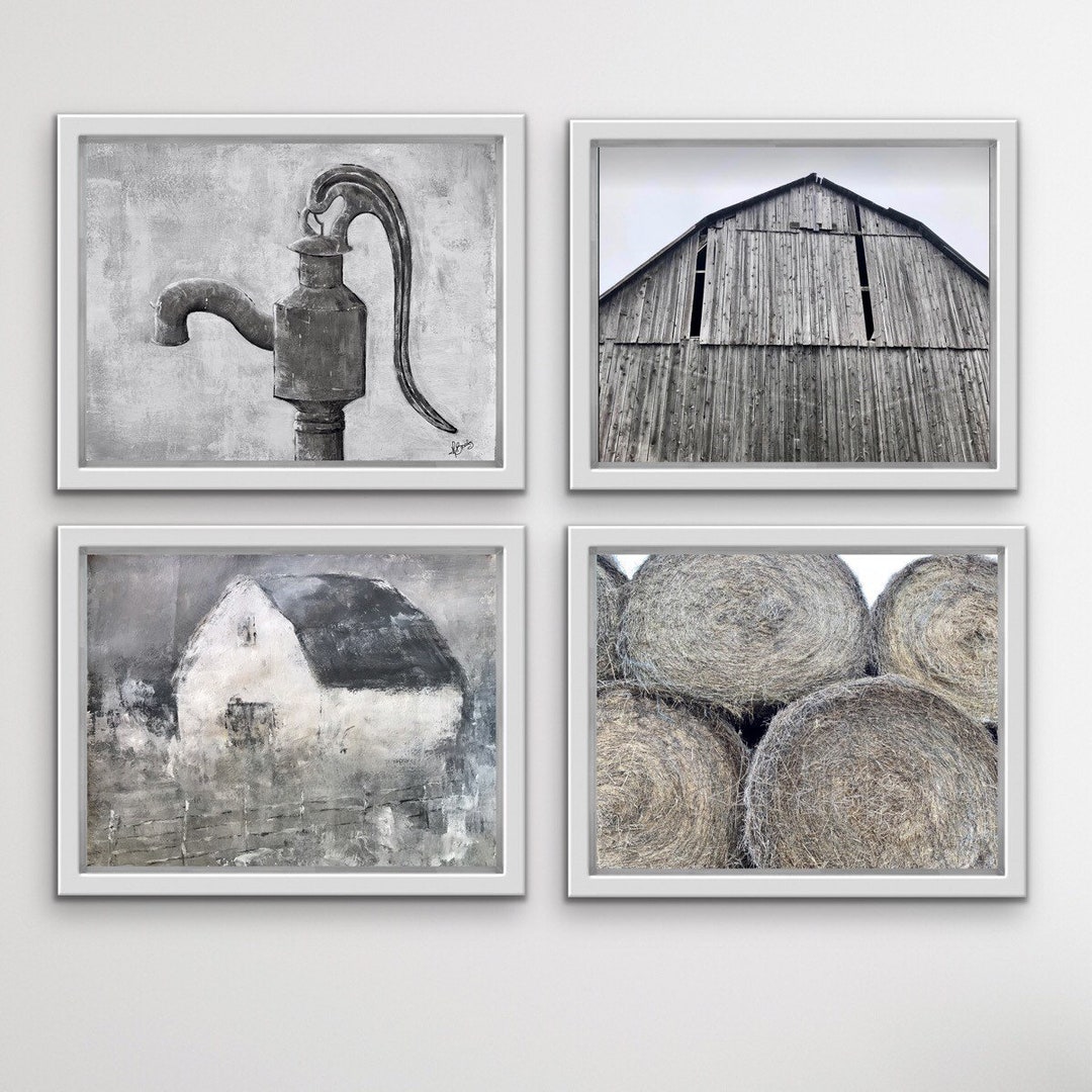 Rustic Farmhouse Wall Decor. Prints by Artist Set 4 Farmhouse Wall ...
