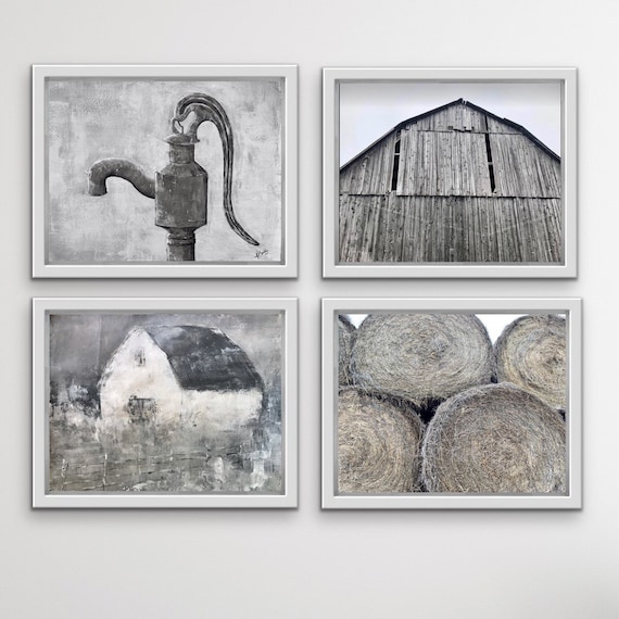 Rustic Farmhouse Wall Decor. Prints by Artist Set 4 Farmhouse - Etsy