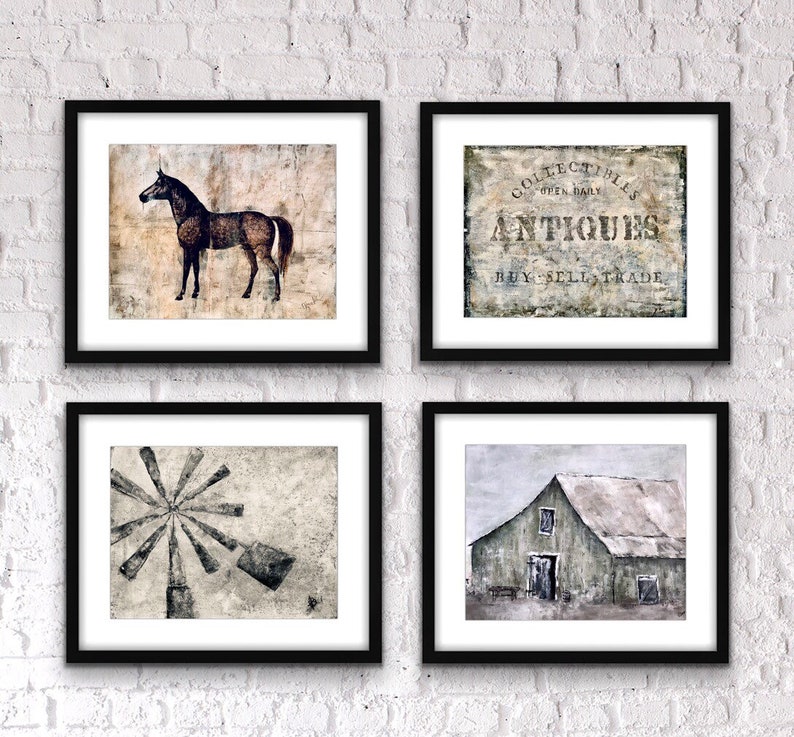 Rustic Barn Prints Set 4 Farmhouse Wall Decor - Etsy