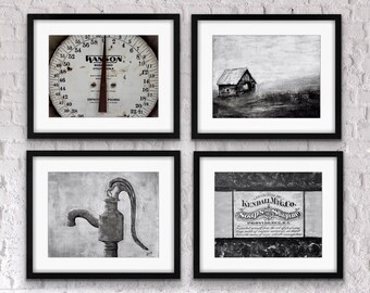 Rustic Barn Prints Set 4 Farmhouse Wall Decor | Etsy