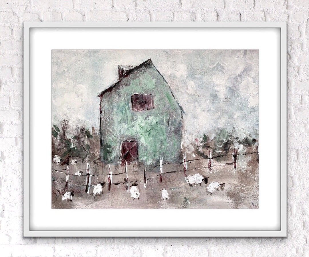 Primitive Barn Print, Modern Farmhouse Wall Decor by Artist,5x7-16x20 ...