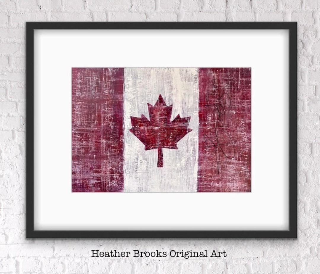 Rustic Canadian Flag Art Print , Distressed Canadian Flag , Primitive ...