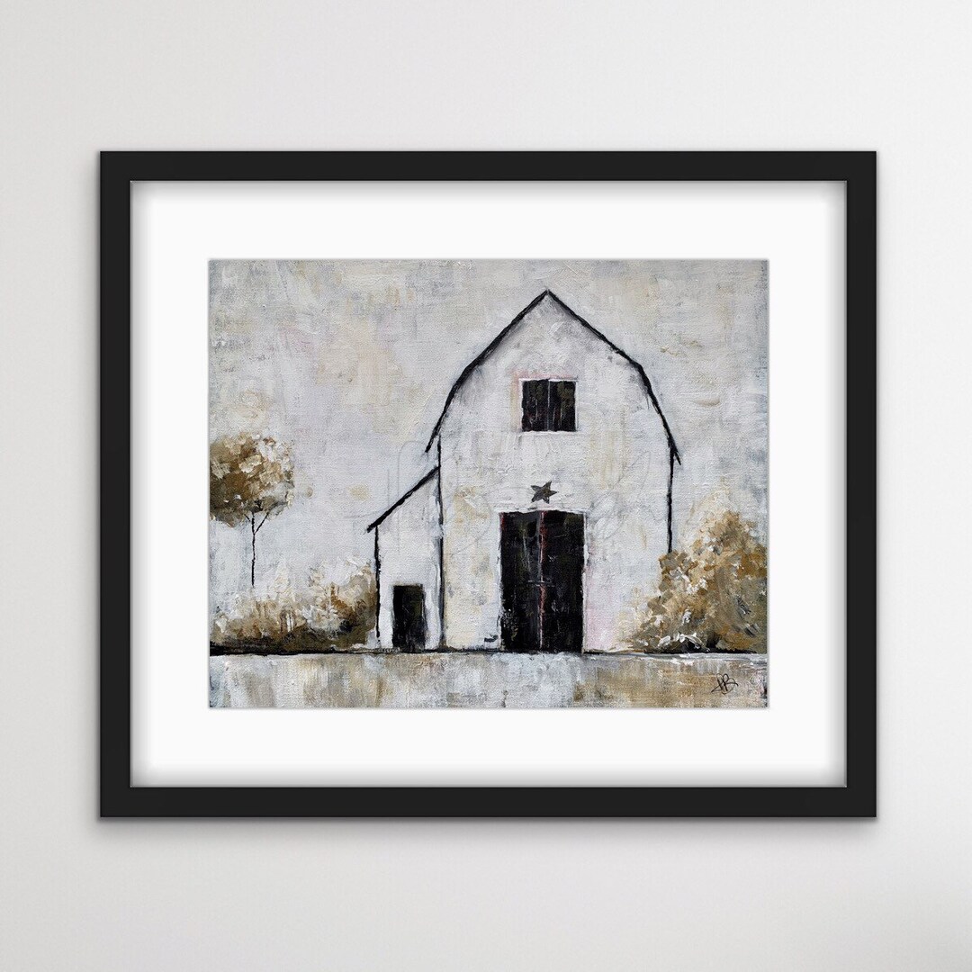 Primitive Barn Print by Artist, Farmhouse Wall Decor Art , Fixerupper ...