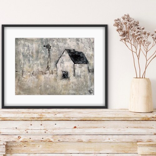 Primitive Barn Print by Artist Farmhouse Wall Decor Art 5x7 - Etsy