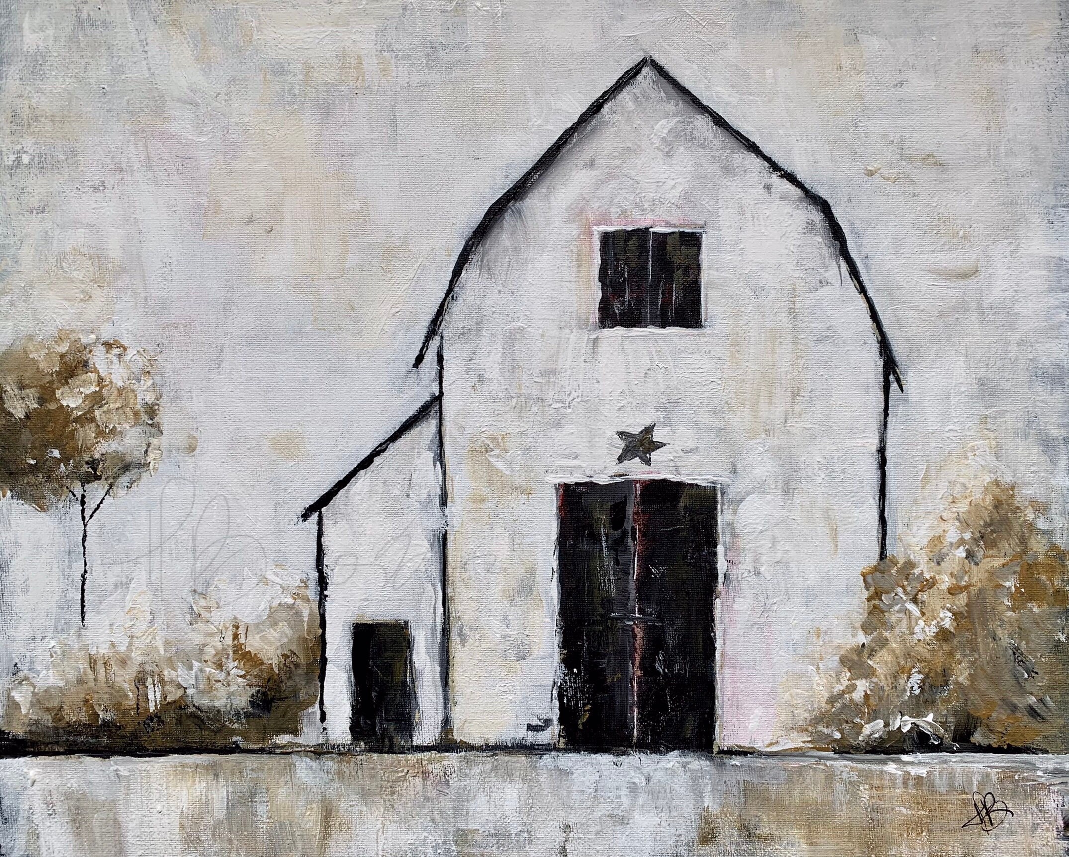 Primitive Barn Print by Artist, Farmhouse Wall Decor Art , Fixerupper ...