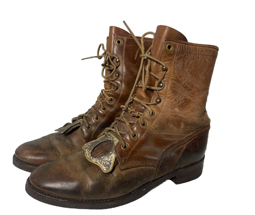 Vintage Justin Distressed Lace up Roper Cowgirl Boots / Size - Etsy