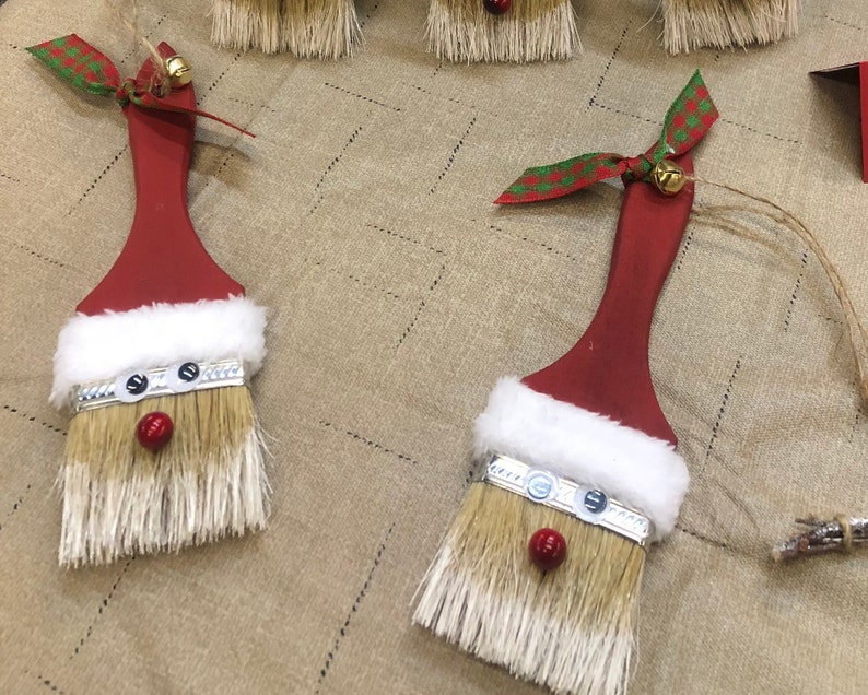 Hand-painted Santa Paintbrush Ornament - Etsy