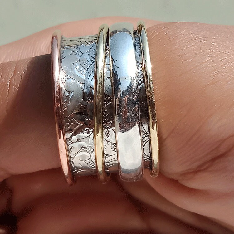 Silver Spinner Ring Spinning Ring Meditation Ring Designer | Etsy