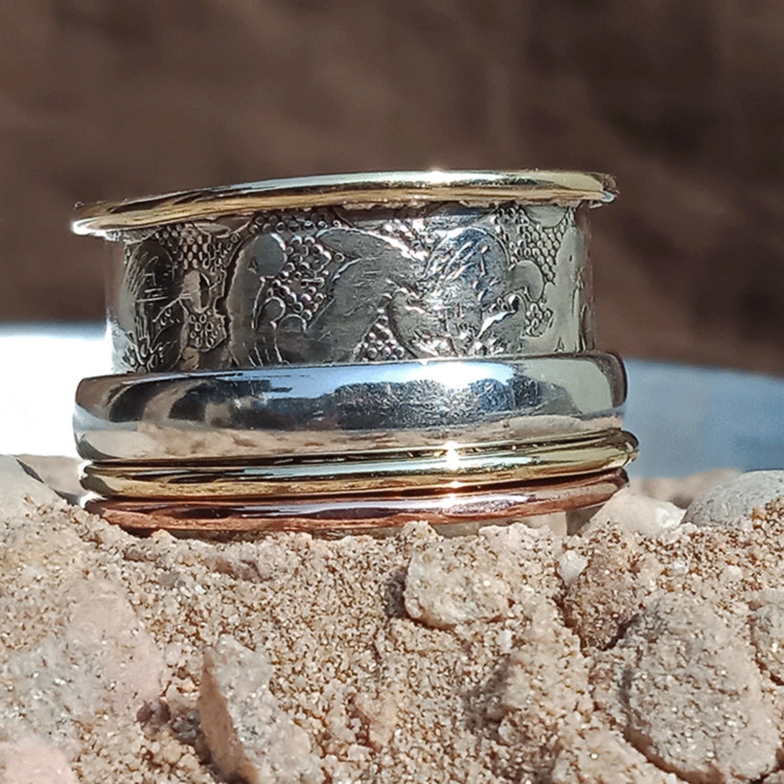 Silver Spinner Ring Spinning Ring Meditation Ring Designer | Etsy