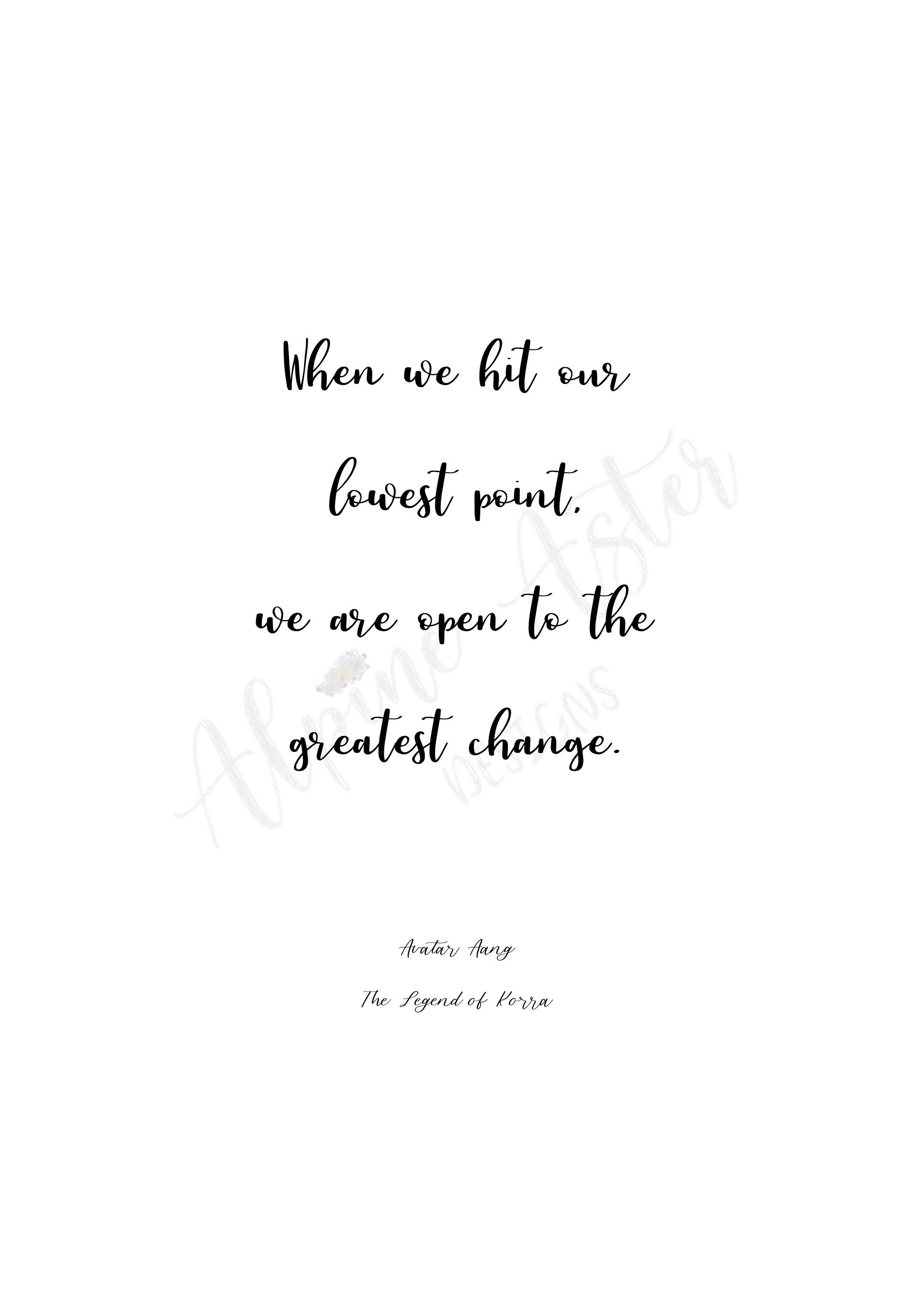 When We Hit Our Lowest Point - Avatar Aang Quote - Etsy