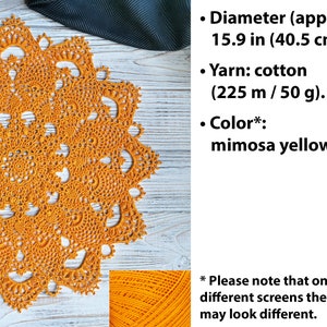 Beautiful Modern Doily With Textured Elements, Hand Crocheted Yellow ...