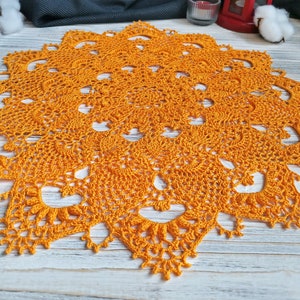 Beautiful Modern Doily With Textured Elements, Hand Crocheted Yellow ...