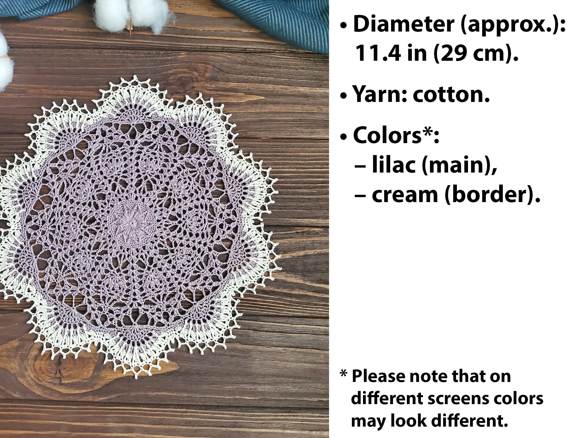 Lilac and Cream Doily With Rich Texture Elements, Crochet Doily ...