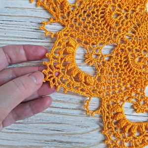 Beautiful Modern Doily With Textured Elements, Hand Crocheted Yellow ...