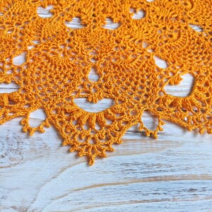 Beautiful Modern Doily With Textured Elements, Hand Crocheted Yellow ...