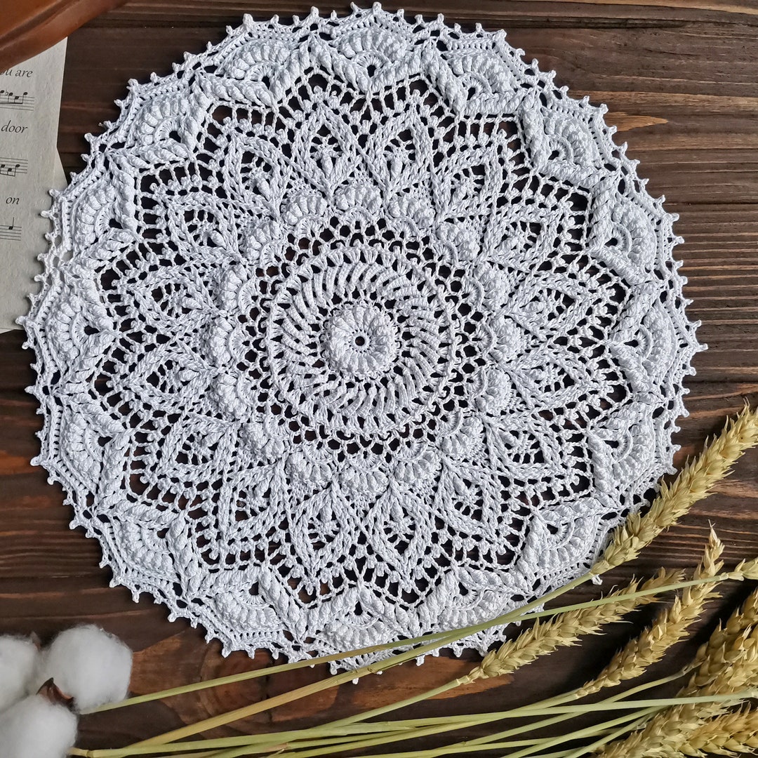 Wonderful White Modern Doily With Rich Texture, Hand Crocheted Small ...