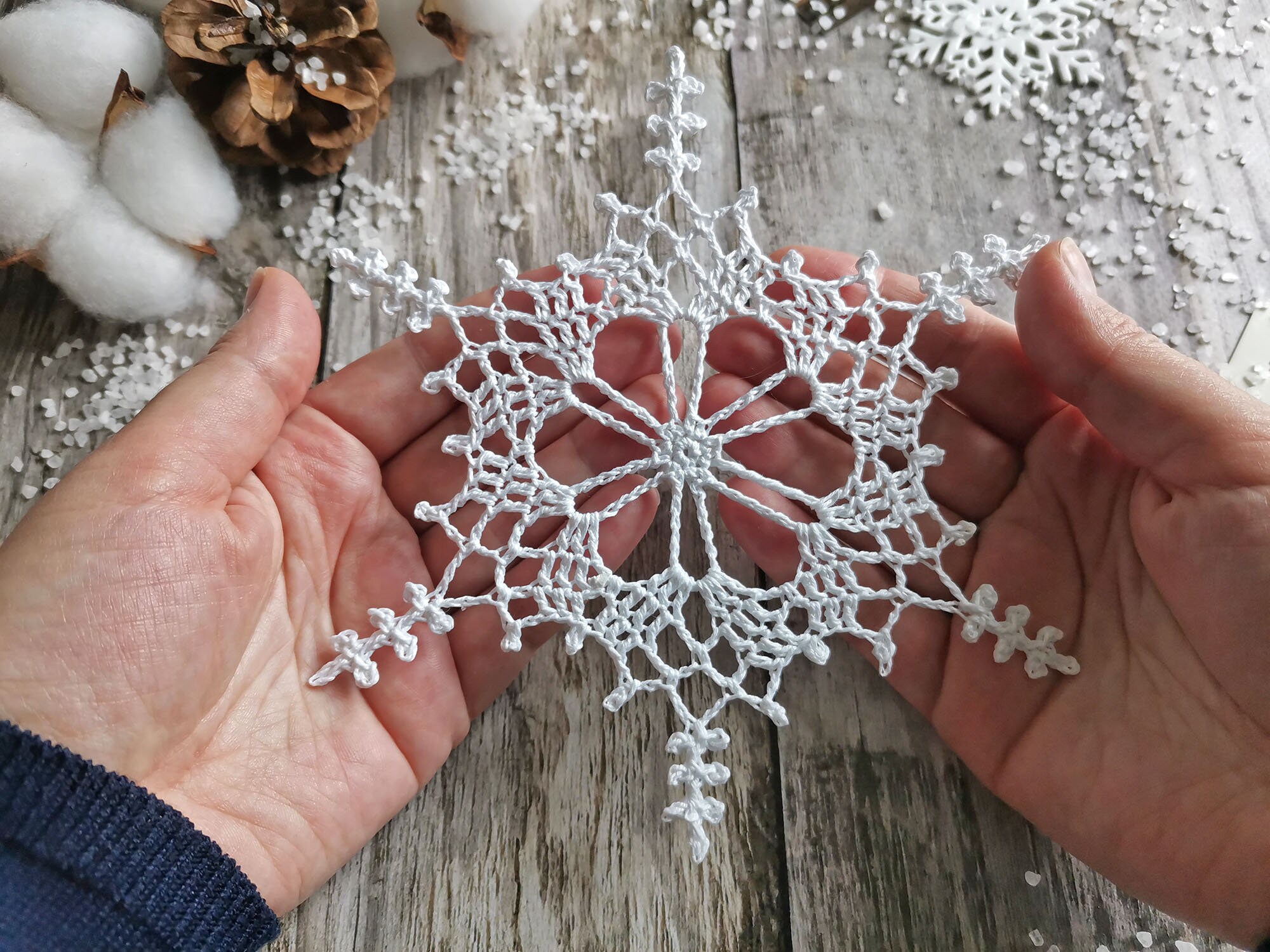 Beautiful large lace snowflake for Xmas decoration style | Etsy
