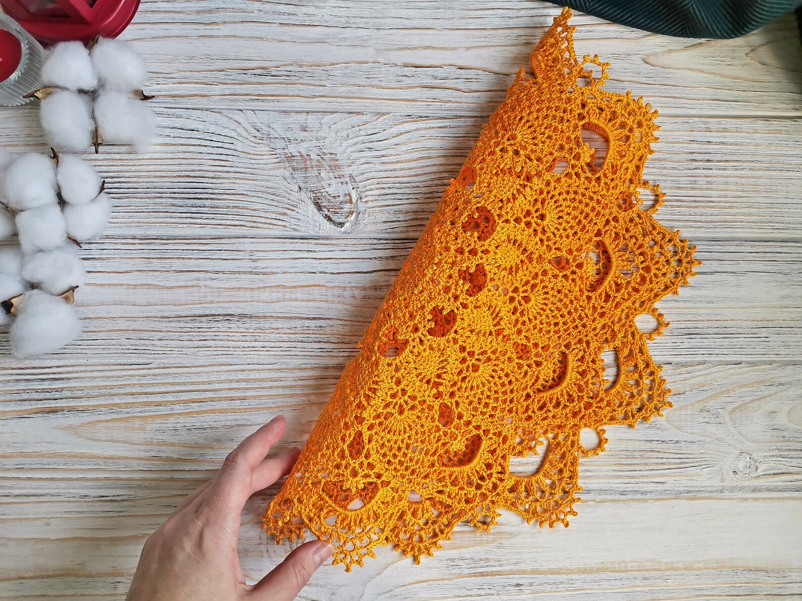 Beautiful Modern Doily With Textured Elements, Hand Crocheted Yellow ...