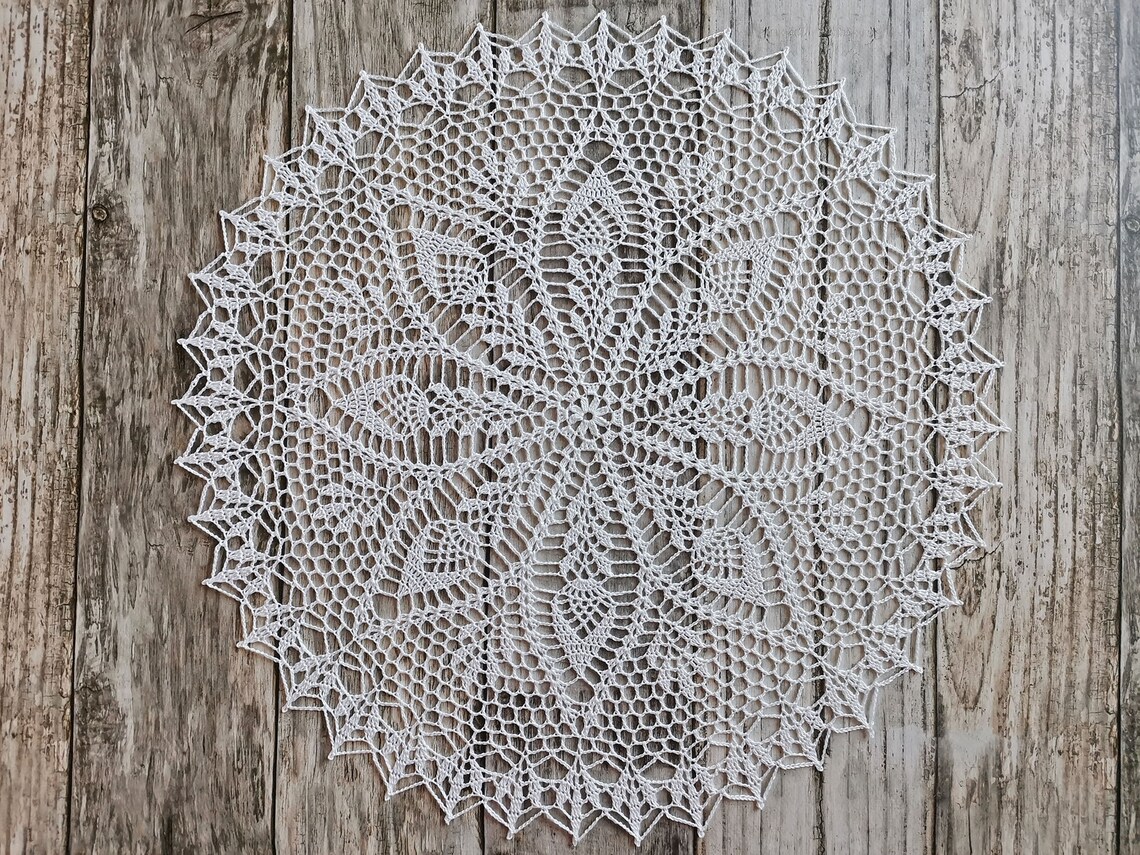 Large white doily with floral motifs Gift for best friend | Etsy