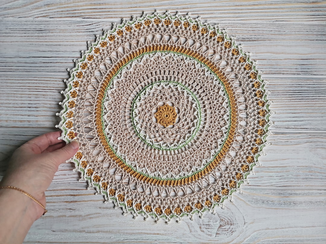 13" Multicolor Doily in Natural Colors (made to Order), Hand Crocheted ...