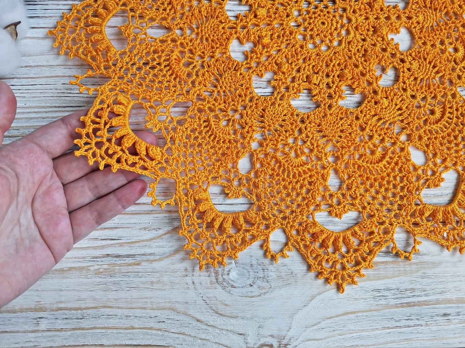 Beautiful Modern Doily With Textured Elements, Hand Crocheted Yellow ...