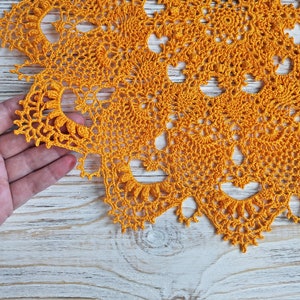 Beautiful Modern Doily With Textured Elements, Hand Crocheted Yellow ...