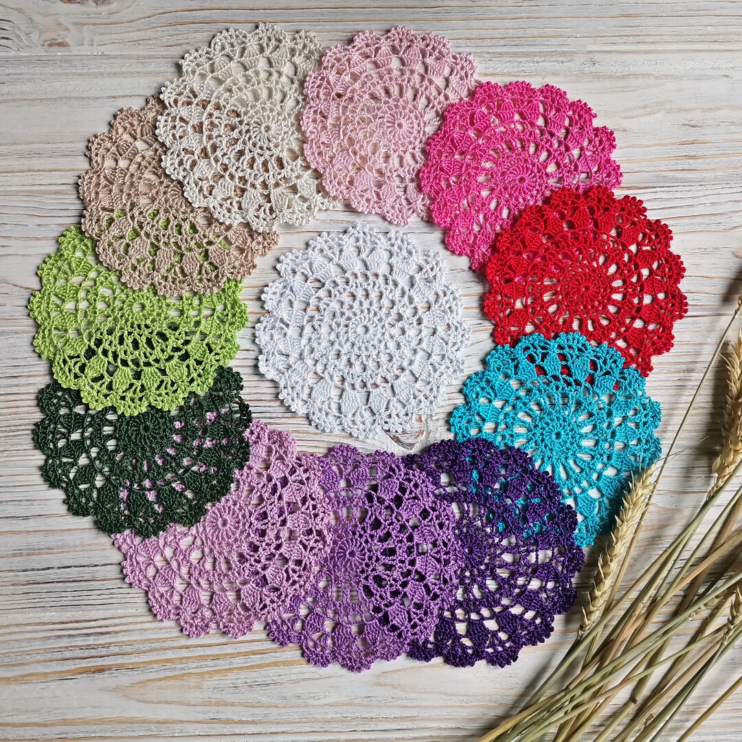 Colorful Farmhouse Coaster, Crochet Mug Rug, 5 Inch Doily for Sale ...