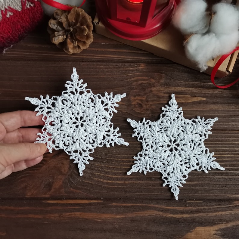 Crocheted Lace Snowflake Ornaments (set of 2): Handmade Christmas Decor ...