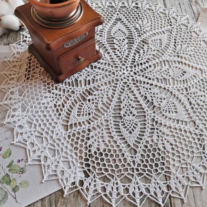 Large white doily with floral motifs Gift for best friend | Etsy
