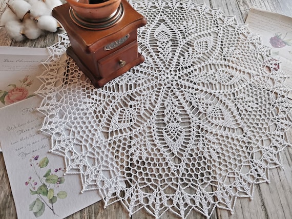 Large White Doily With Floral Motifs Gift for Best Friend - Etsy