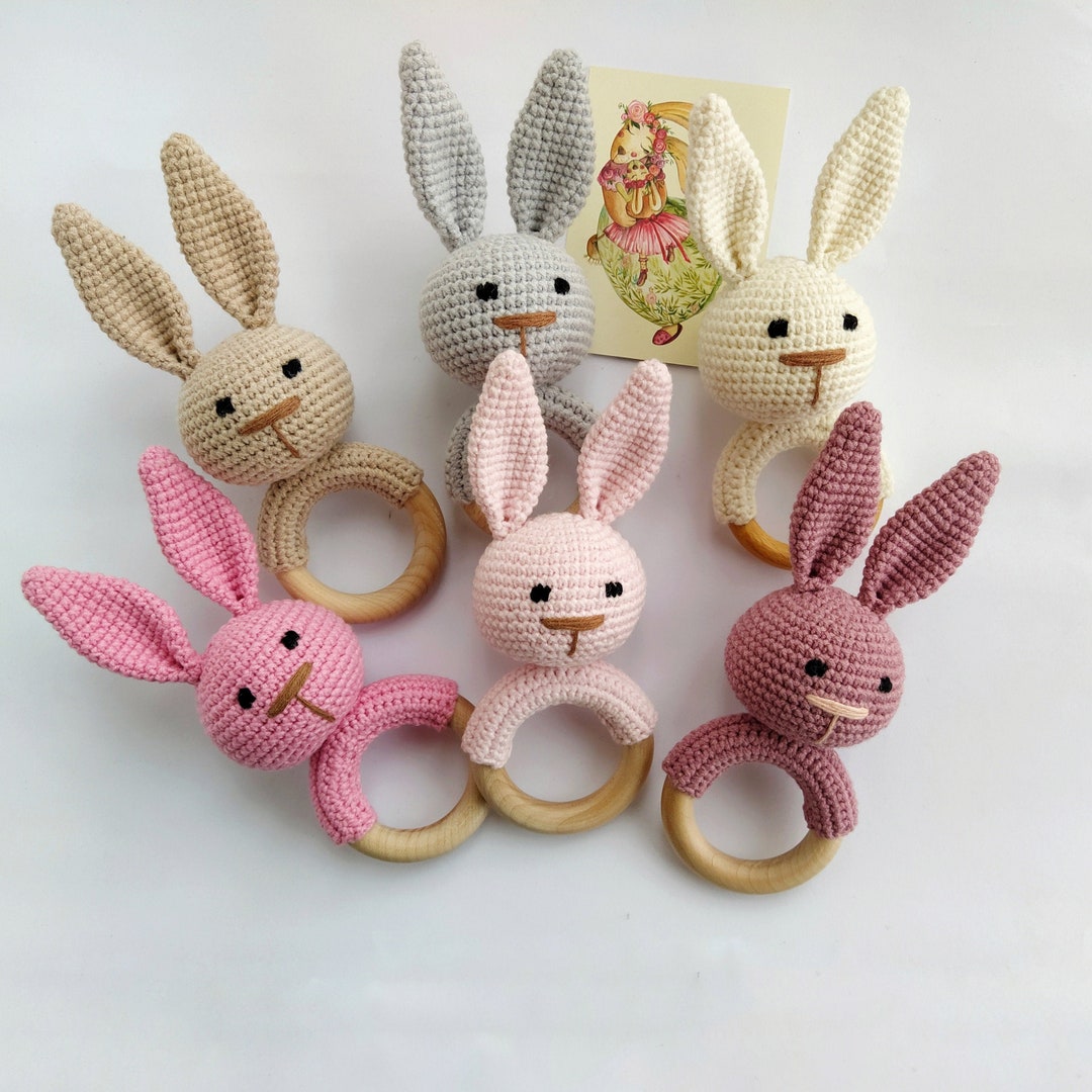 First Bunny Toy for Girls Twin Baby Shower, Bunny Rabbit Rattle Baby ...