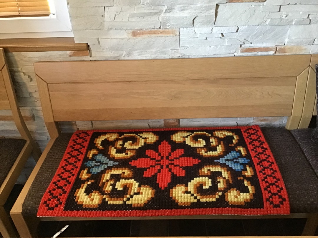 Vintage Hand Embroidered Scandinavian Tapestry Folk Art Embroidery 37 3 ...