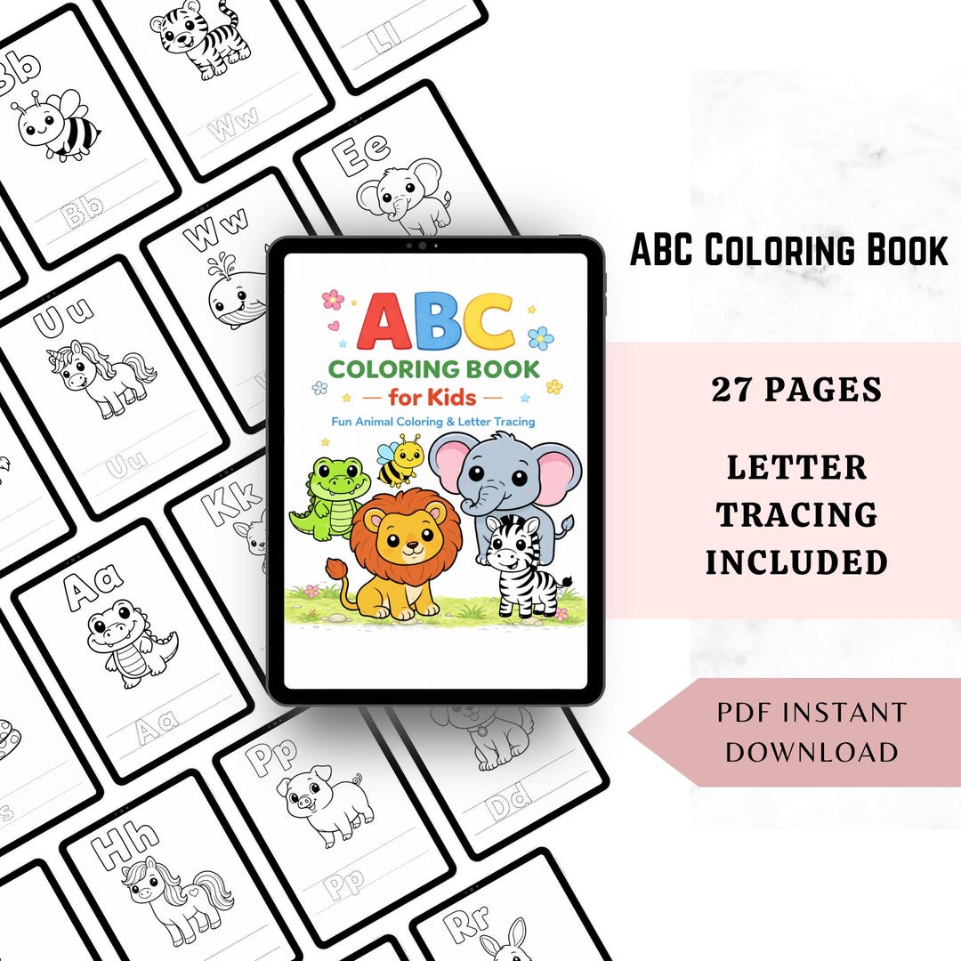 ABC Animal Coloring Book With Letter Tracing Printable for Preschool ...