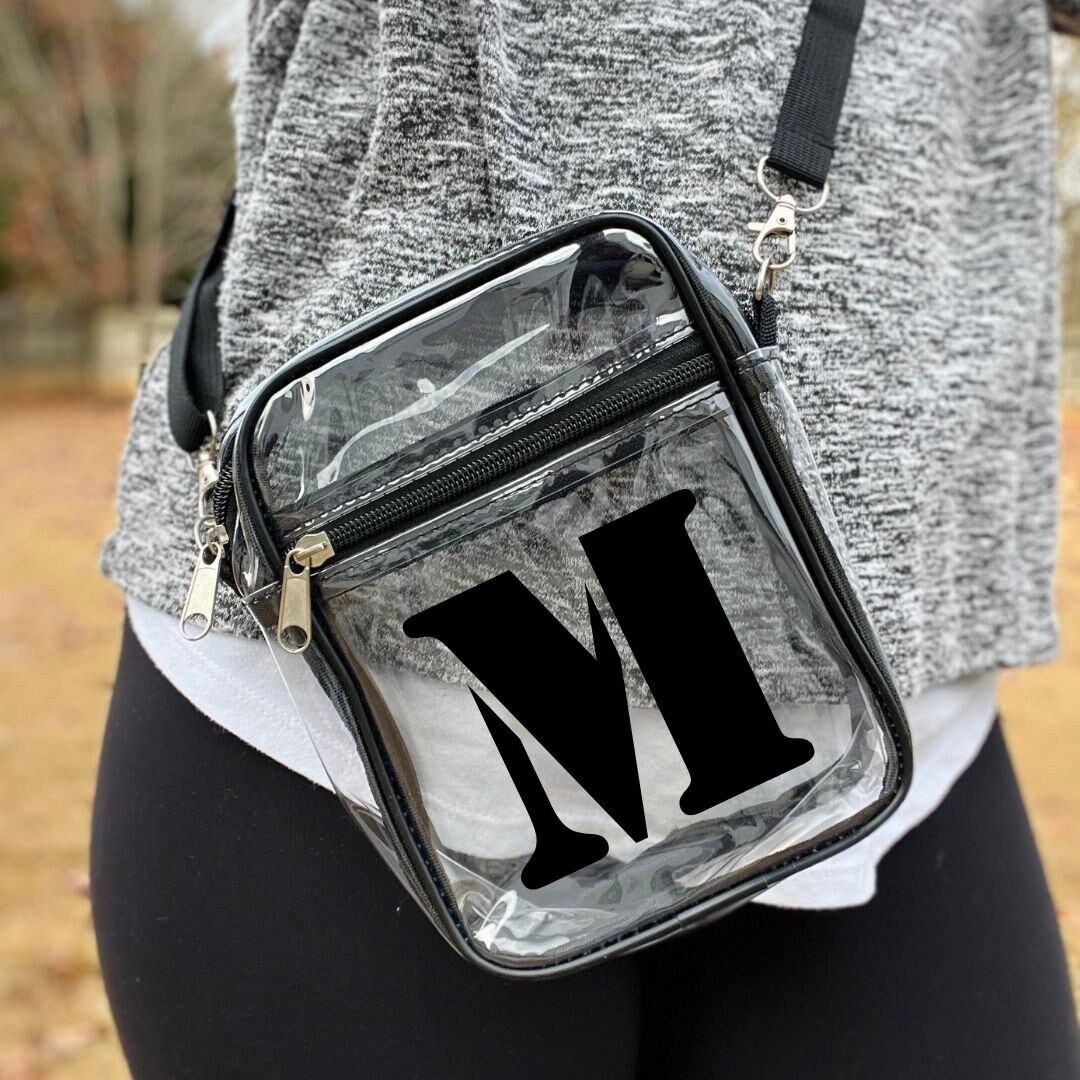 Custom Initial Clear Stadium Crossbody Purse Football Transparent Bag ...