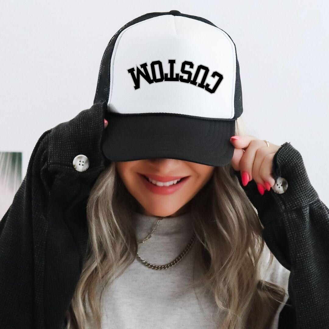 Custom Word Upside Down Trucker Hat for Trendy Gift Custom Hat for ...