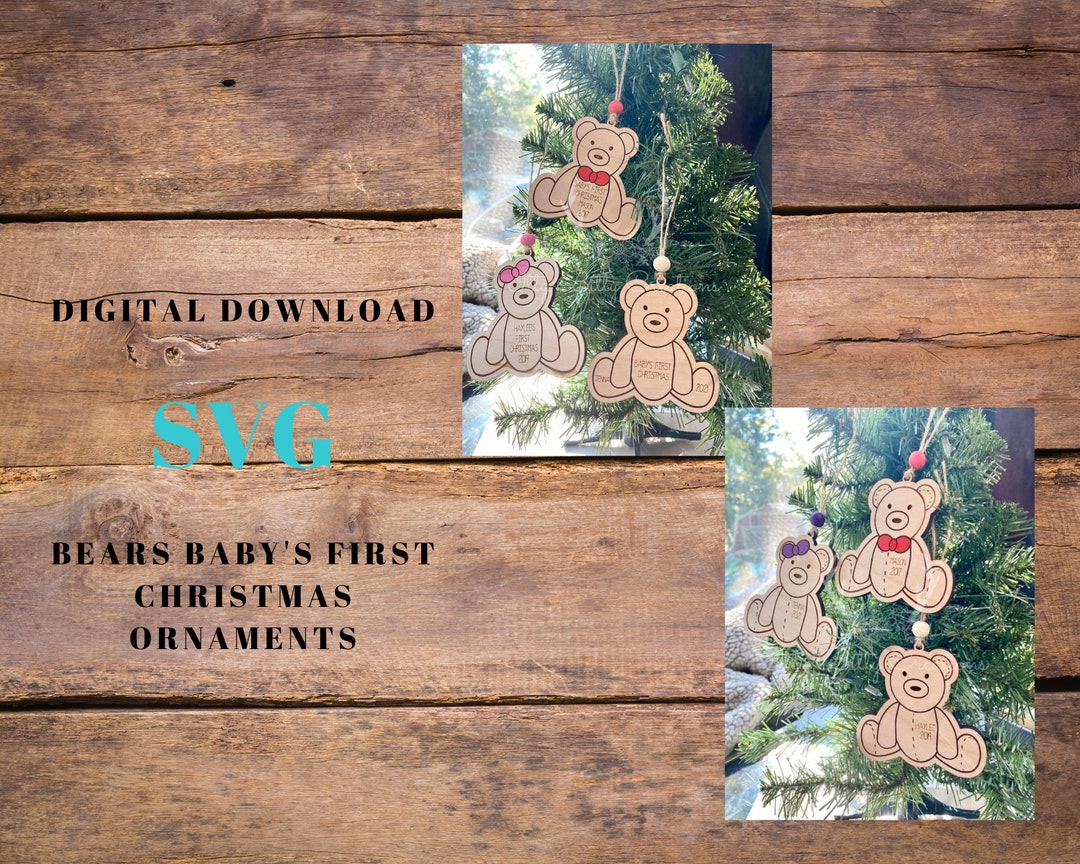 Bear Baby's First Christmas Ornament *DIGITAL SVG* - Etsy