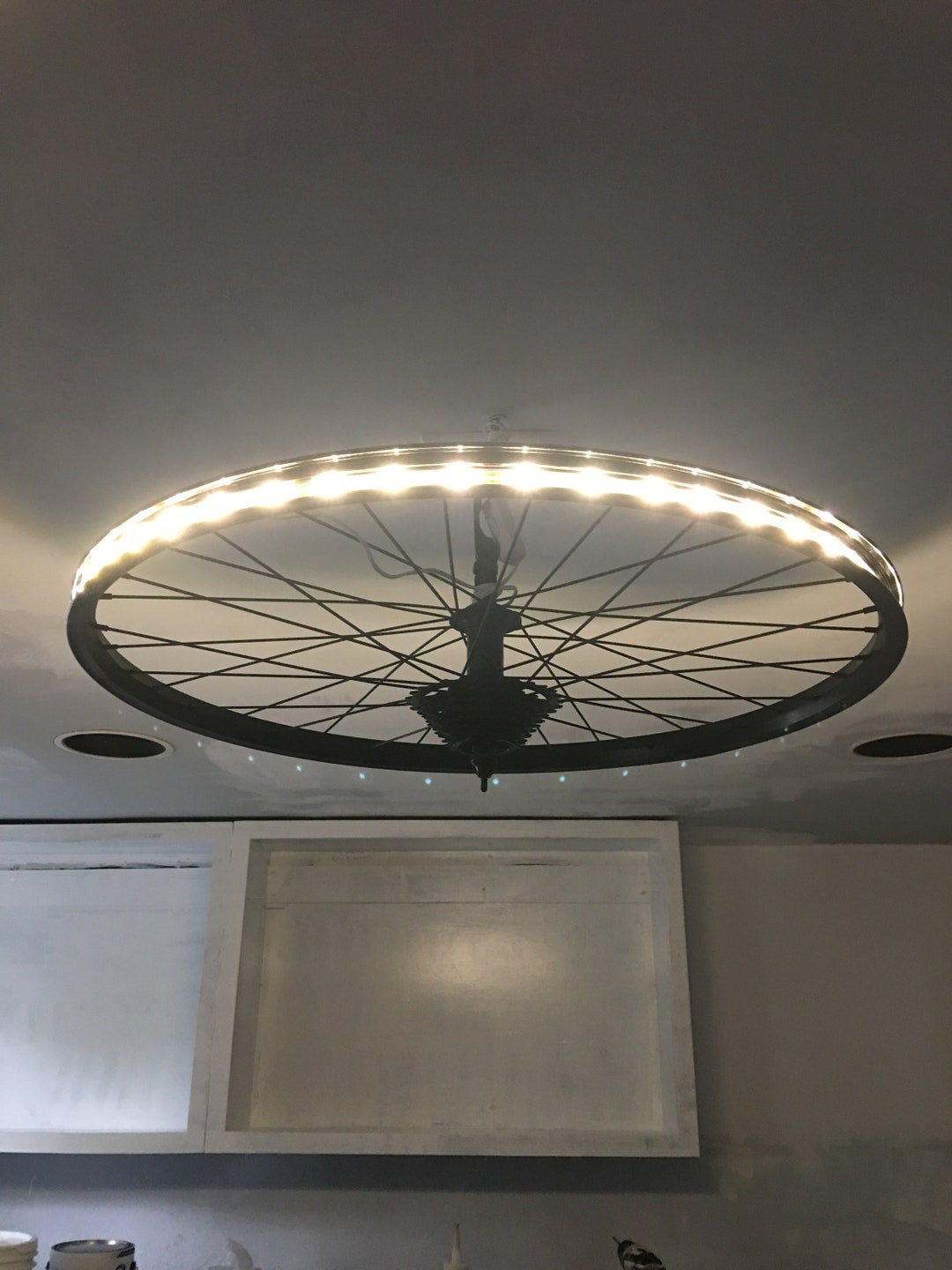 Upcycled Bicycle Wheel Lamp - Etsy