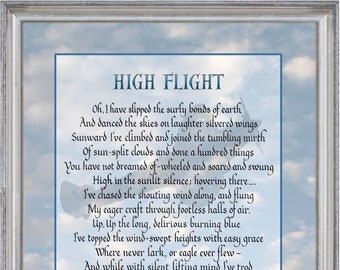 High Flight Poem in Calligraphy - Etsy