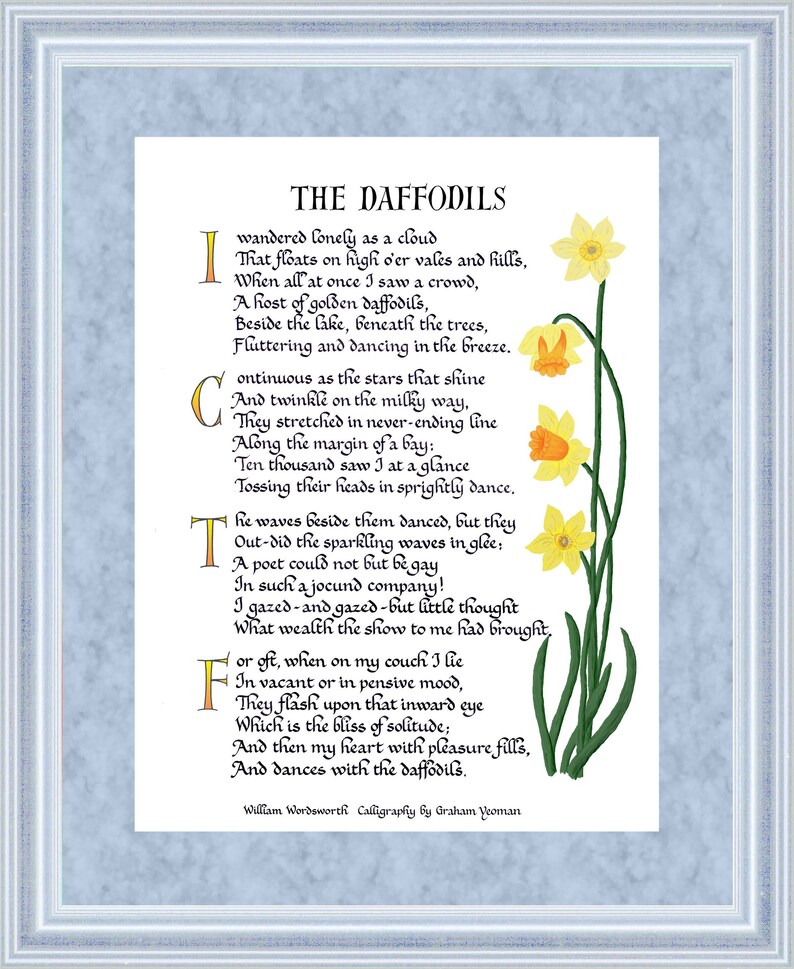 Daffodils Famous Poem By William Wordsworth I Wandered Etsy UK