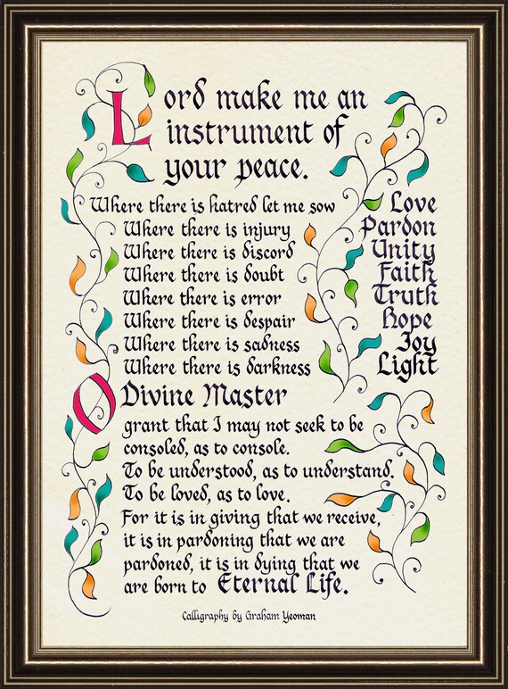 Peace Prayer Of St Francis Of Assisi Inspirational Print Etsy