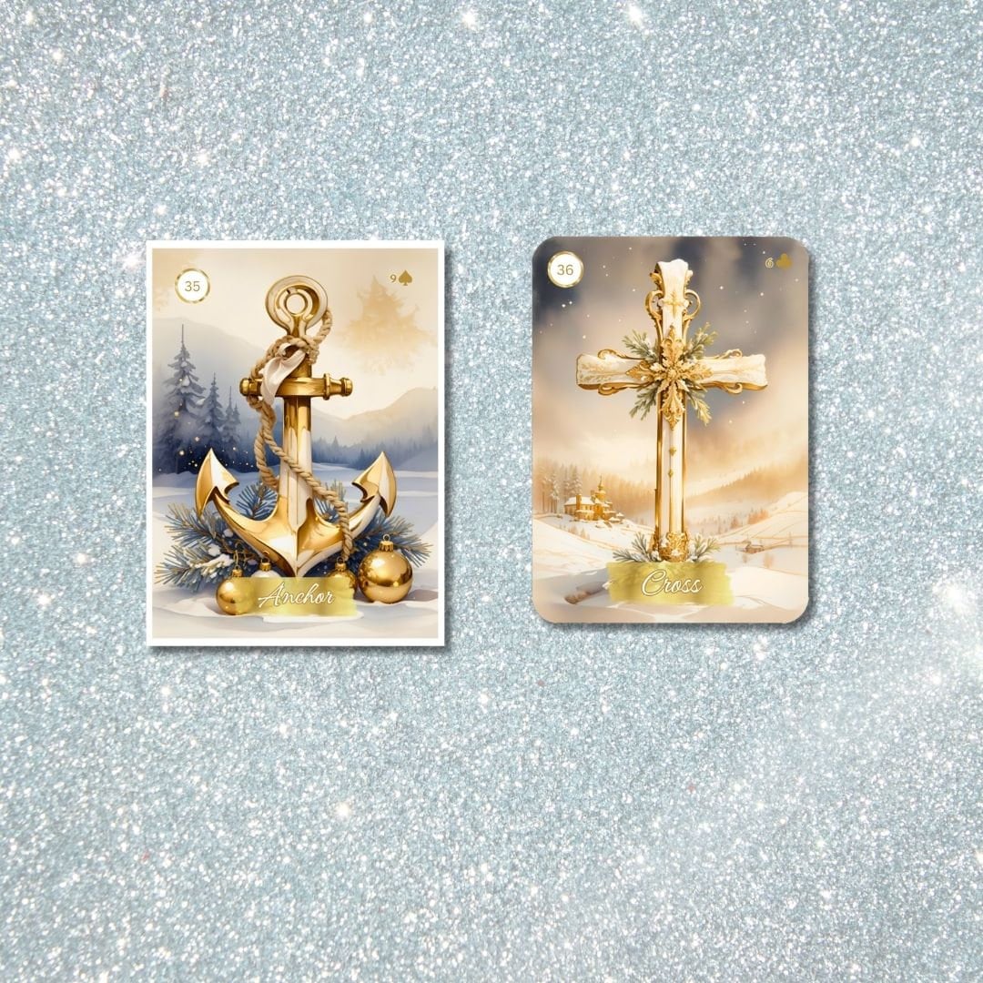 Winter Gold Lenormand, Thème de Noël, Petit Lenormand, Cartes Lenormand ...