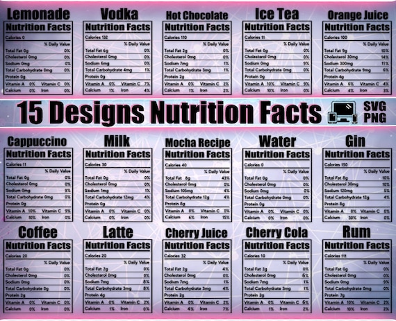 Drinks Nutrition Facts Svg Png.nutrition Drinks Facts - Etsy