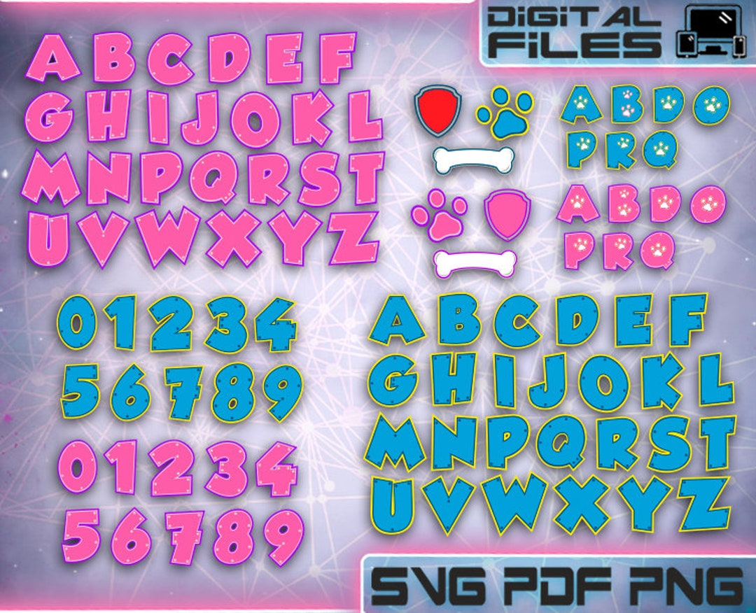 Pink & Blue Alphabet SVG, Clipart Font (digital Download) - Etsy