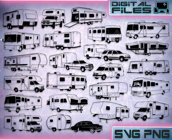 Caravan Svg DXF Travel Trailer Print Caravan Clipart - Etsy