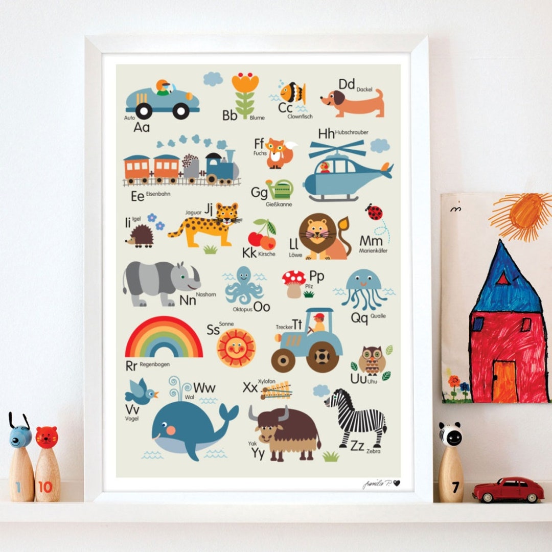 Alphabet Poster Schulanfang Lernposter Kinder Wanddeko 50 X 70cm ABC ...