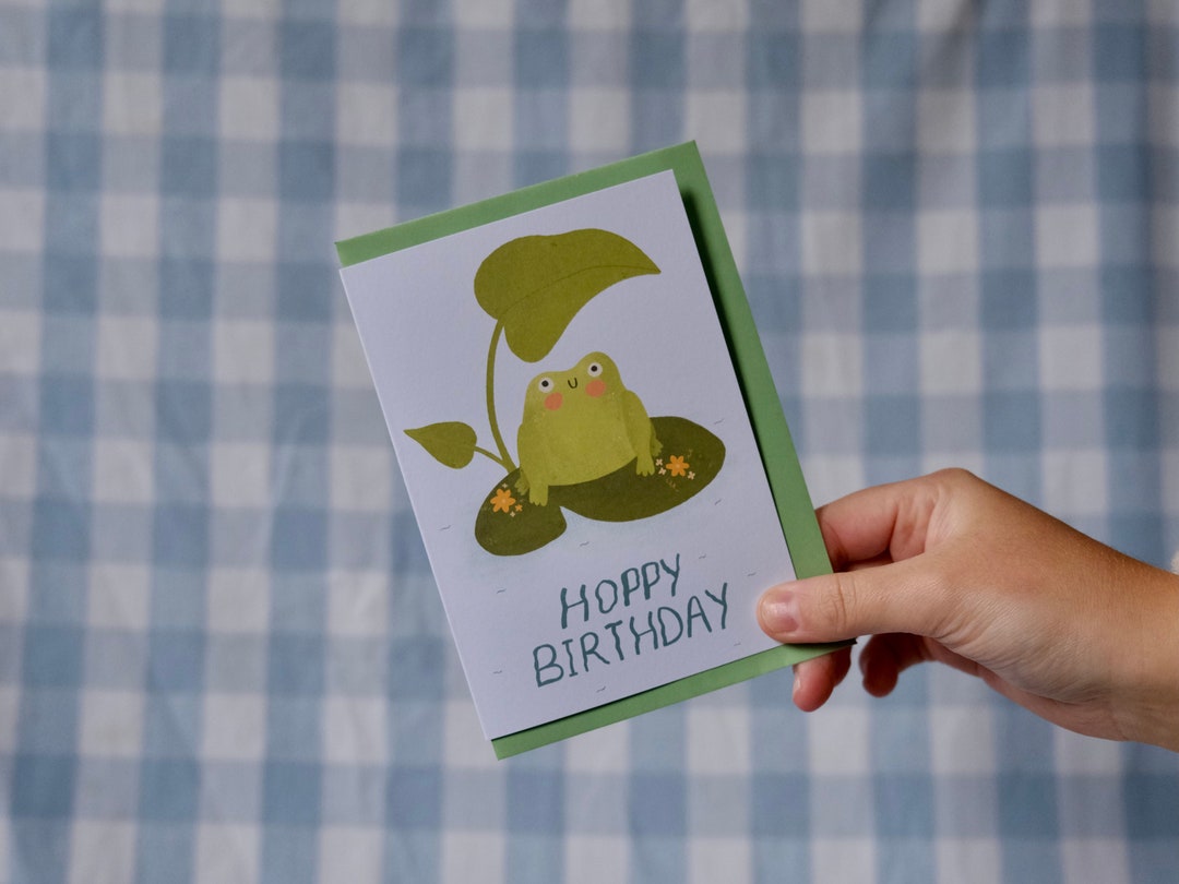 Hoppy Birthday Cute Frog Happy Birthday Greeting Blank - Etsy